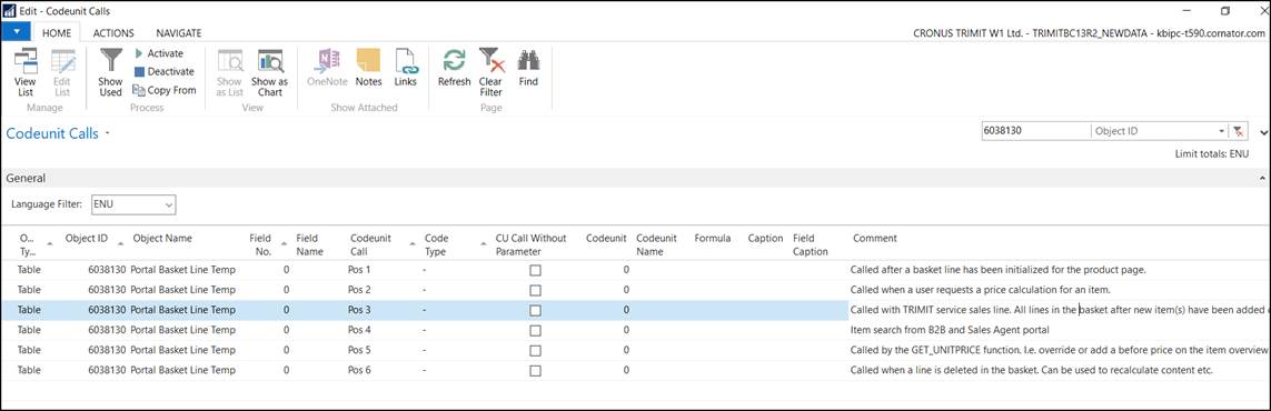 TRIMIT Mapping Codeunit Calls BC13 – BC21