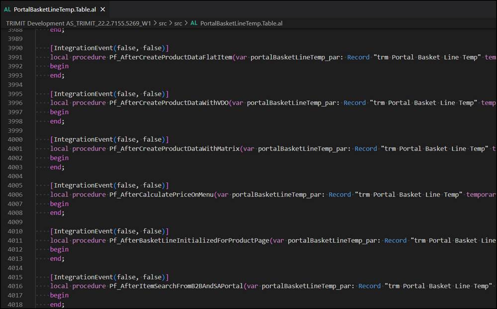 TRIMIT Mapping Codeunit Calls BC13 – BC21